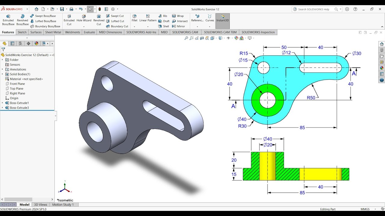 SolidWorks Exercise 10 - YouTube