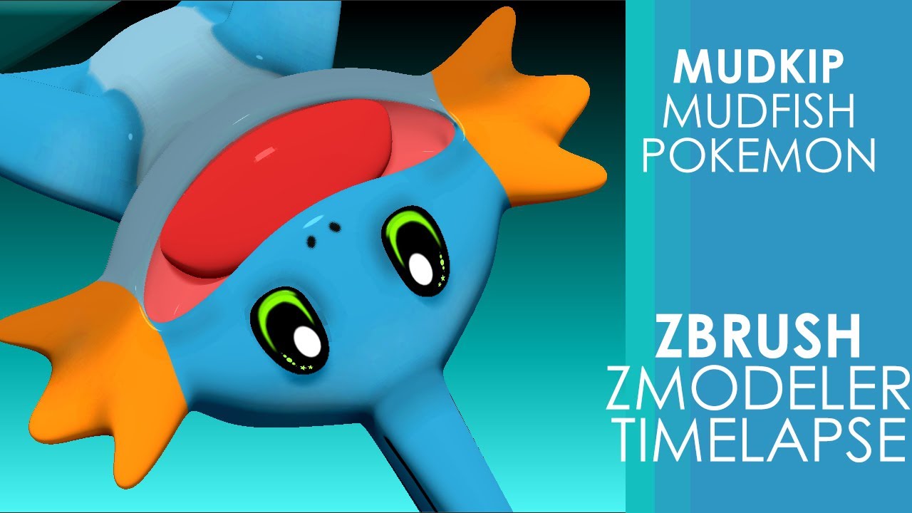 Mudkip (Pokemon) LOW POLY IN ZBRUSH - YouTube