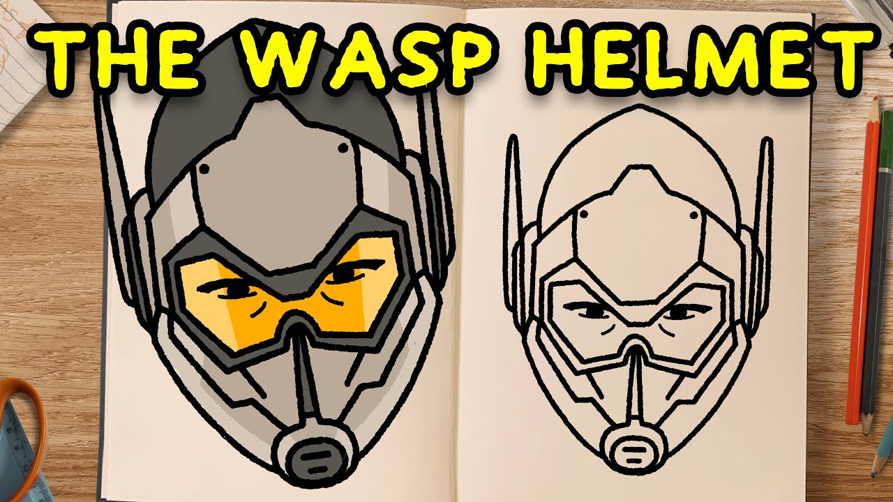 How To Draw: THE WASP HELMET (easy step by step tutorial) - YouTube