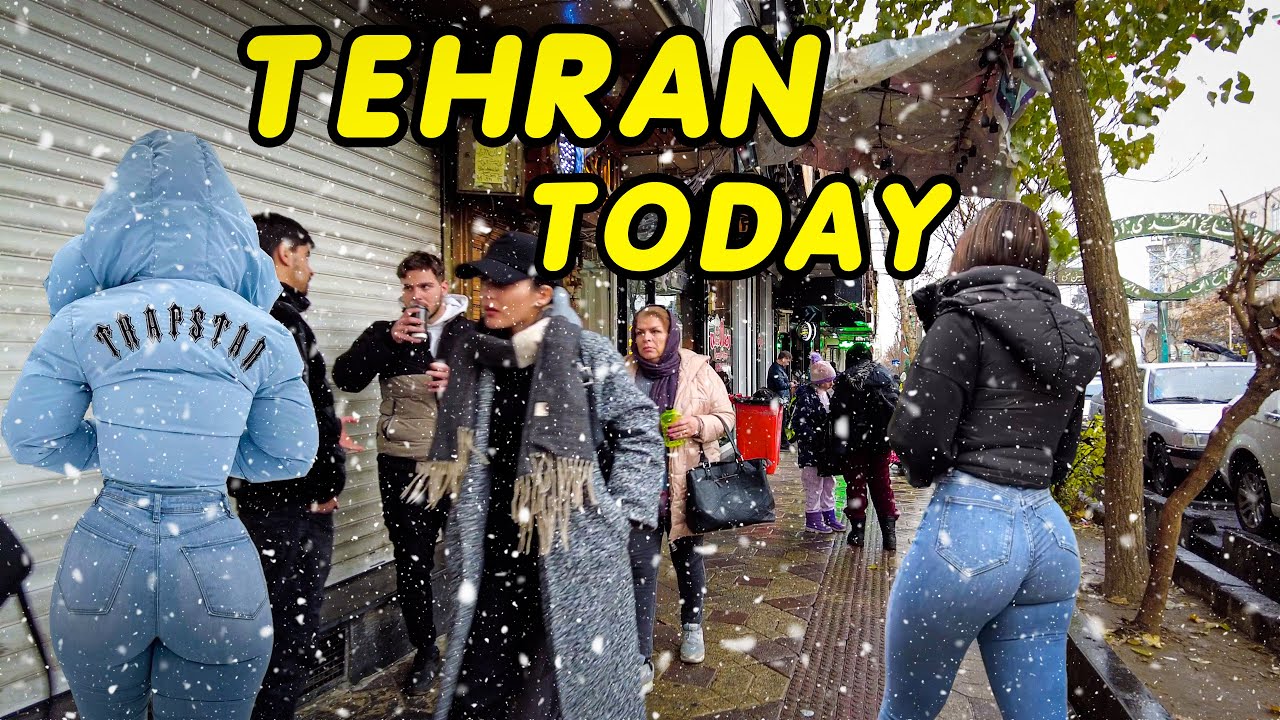IRAN Tehran Today Snowy Weather / Walking Vlog around Tehran North # ...