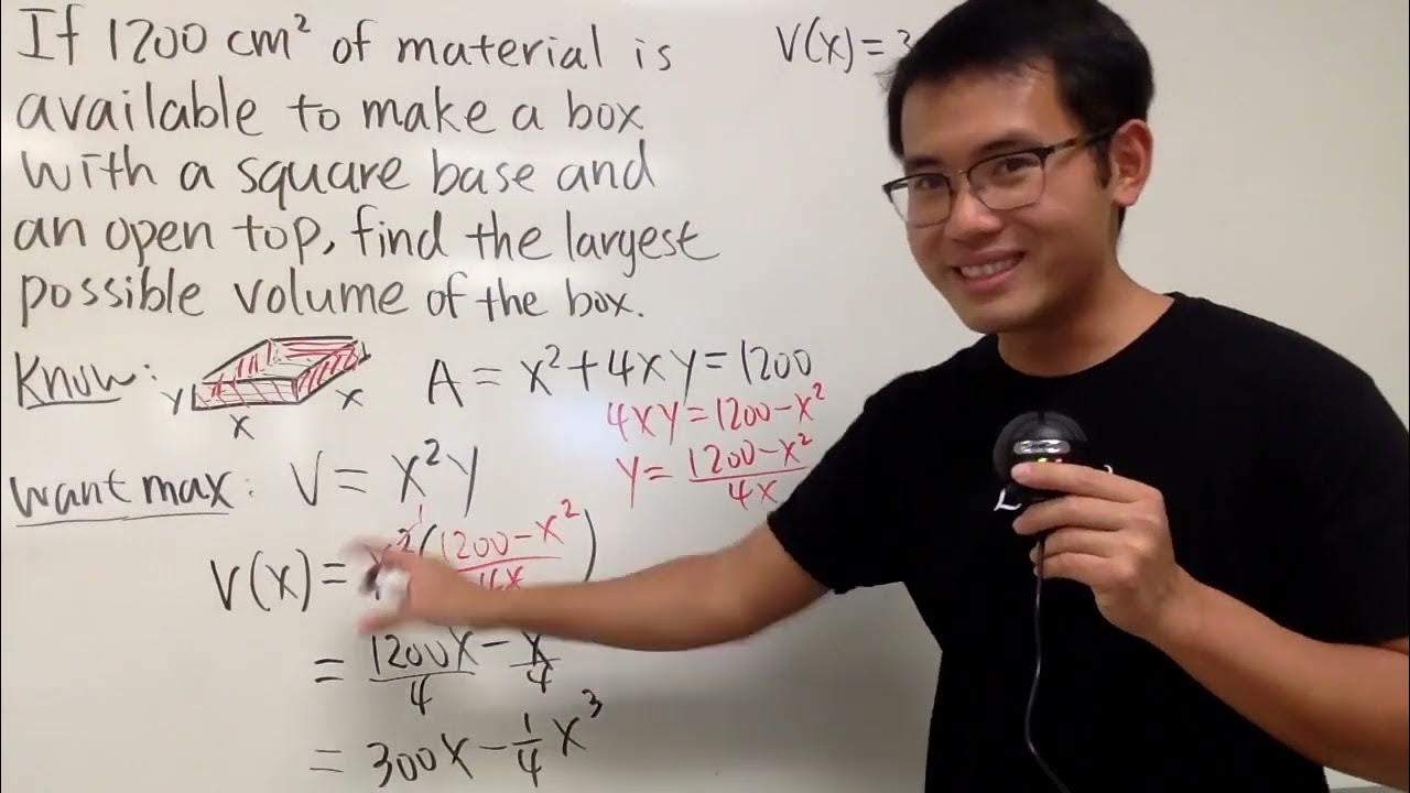 Calculus optimization: given surface area, want largest volume of an ...