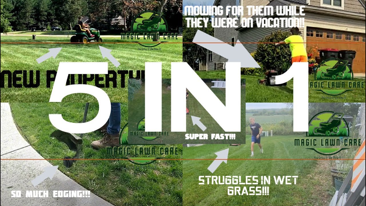 ALL 5 MAGIC LAWN CARE FULL MOWS SO FAR IN 1 VIDEO!!! - YouTube