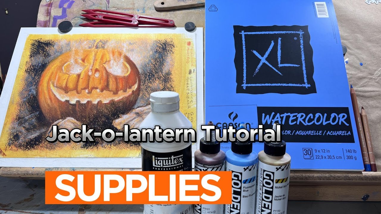 Mixed Media Jack-o-lantern Tutorial part 1: supplies - YouTube