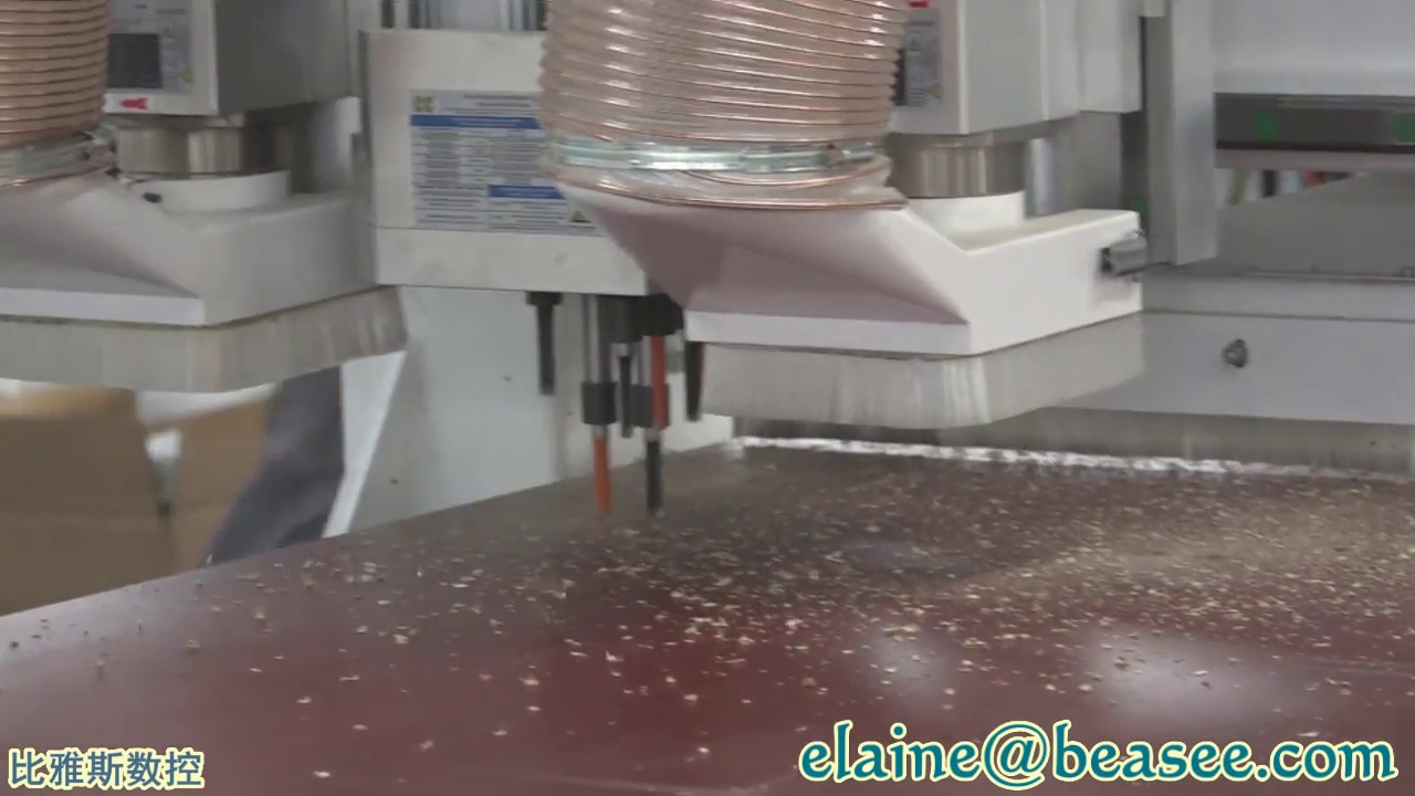 Double Heads CNC Router With Boring Head For Woodworking - YouTube