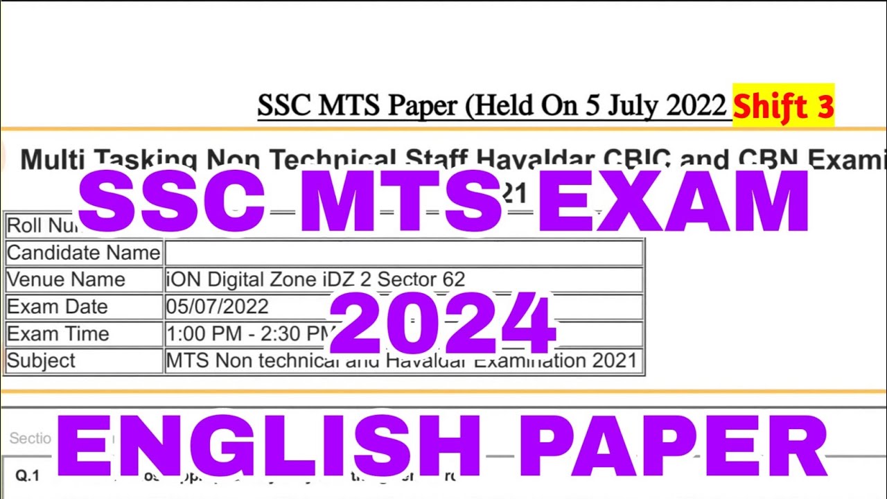 SSC MTS English Classes 2024 ll SSC MTS Practice Set 2024 ll SSC MTS ...