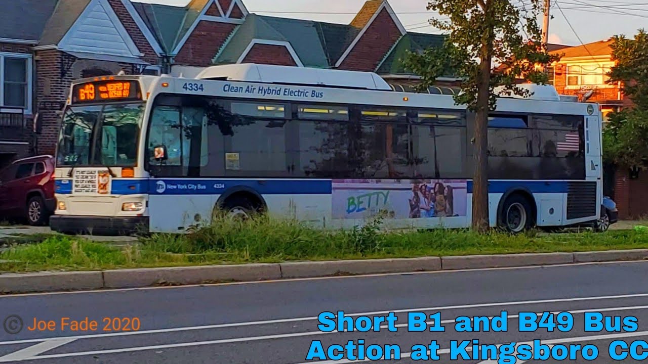 MTA New York City Bus; Short B1 and B49 Bus Action at Kingsboro CC ...