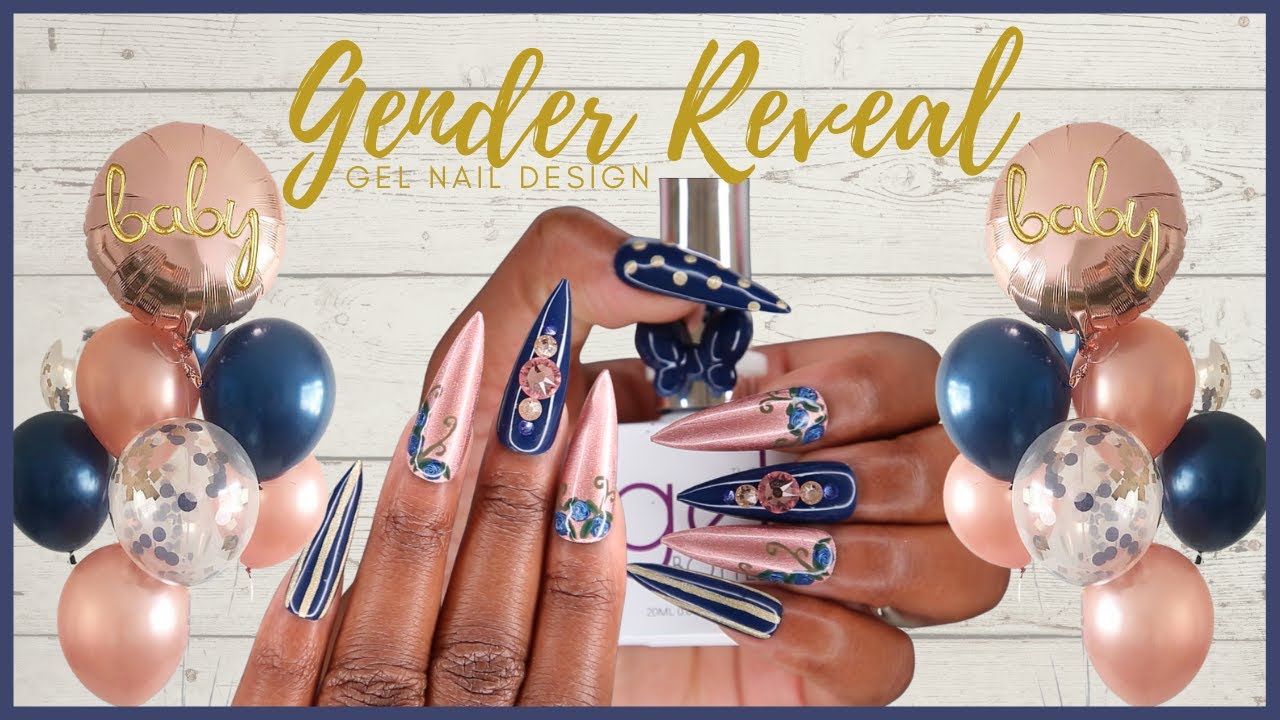 Gender Reveal Gel Nail Design | Patrice Nailed It! - YouTube