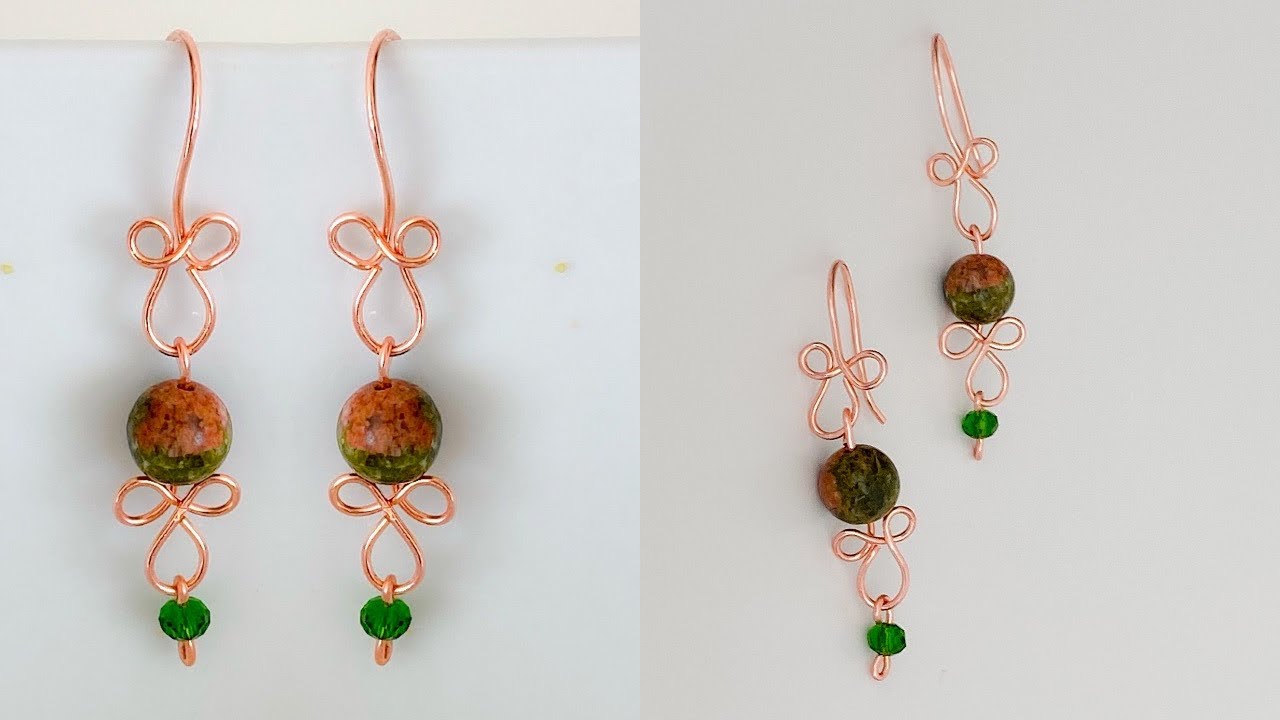 simple wire wrapped earrings/diy earrings/making beautiful wire wrapped drop earrings - YouTube