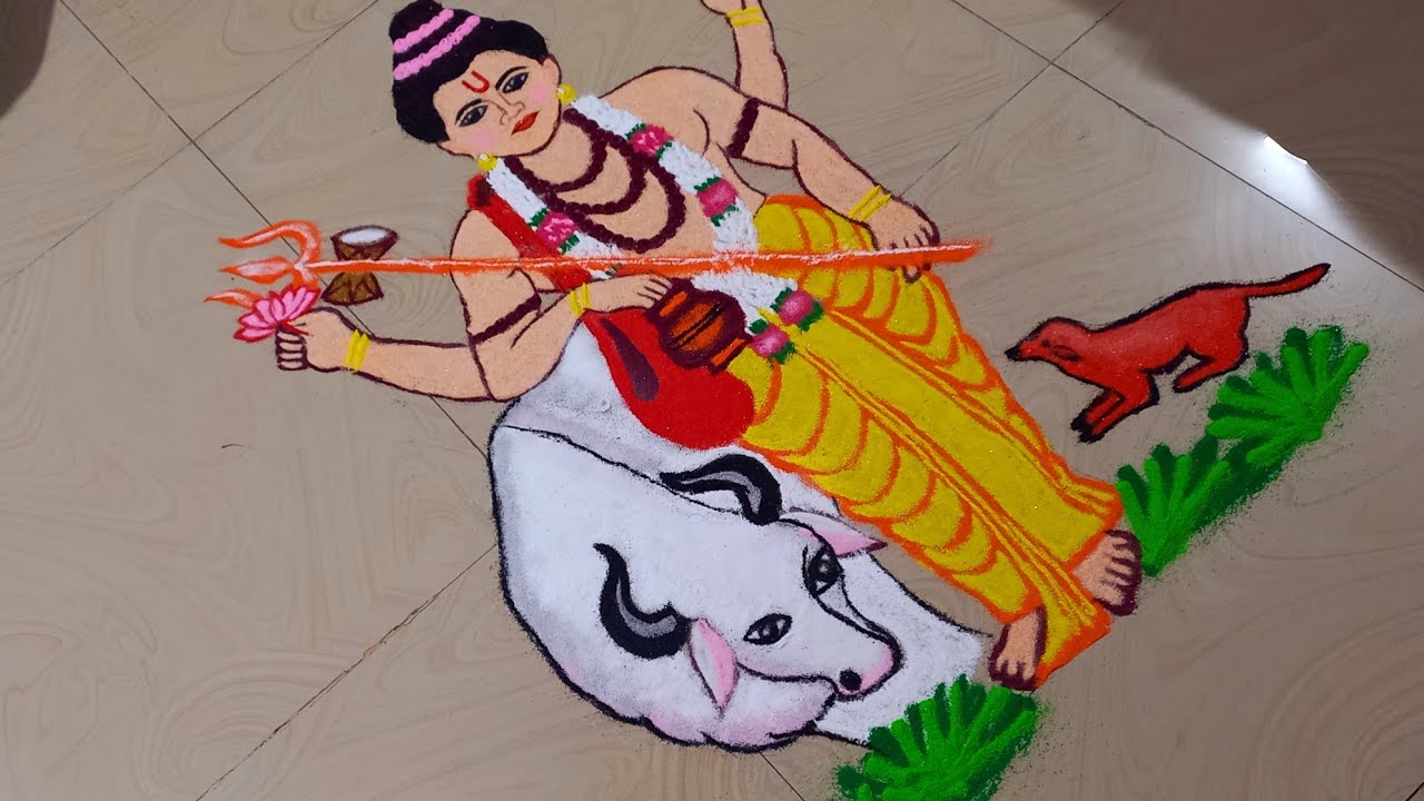 दत्त जयंती स्पेशल रांगोळी // Rangoli for datta jayanti // गुरुदेव दत्त ...
