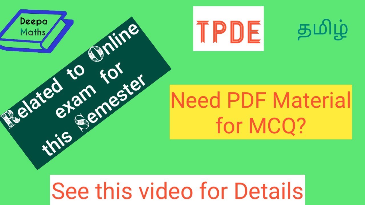 Need PDF Material for TPDE MCQ? - YouTube