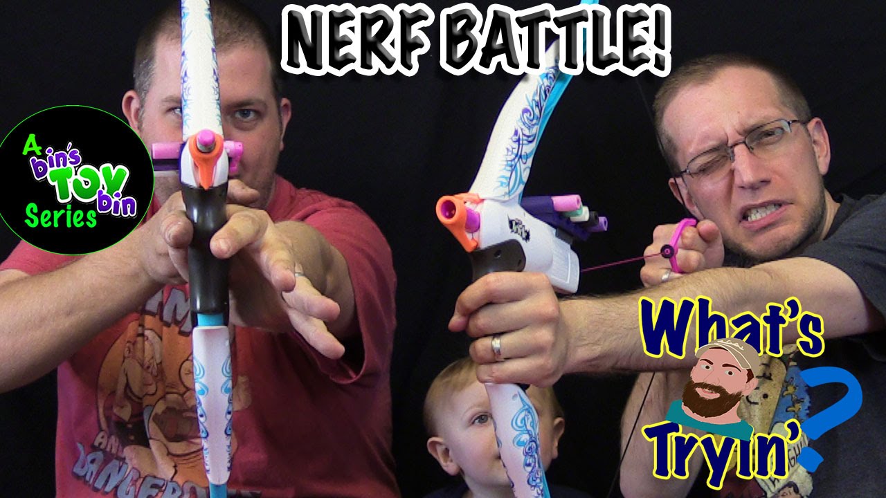 NERF BATTLE!! RYAN VS JON | What's Ryan Tryin' | Bin's Toy Bin - YouTube