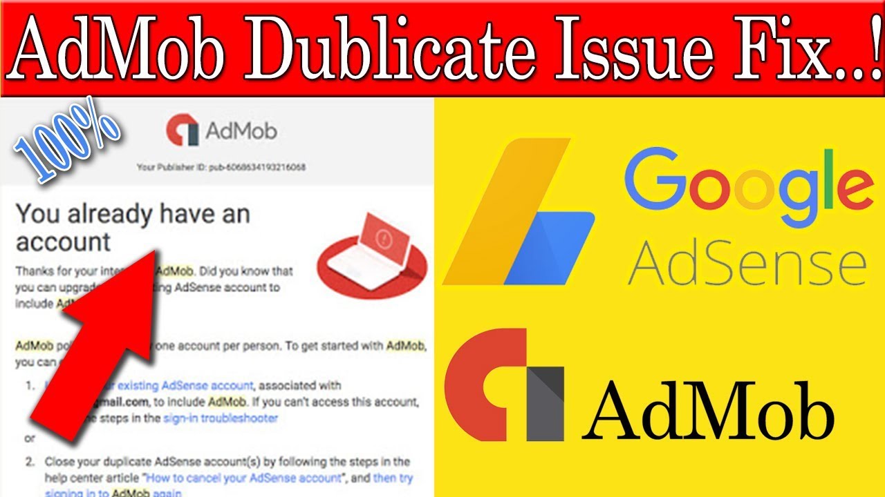 AdMob Double Account Issue l admob duplicate account problem fixed Urdu ...