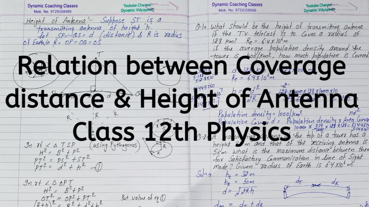 Relation between Coverage distance, Height of Antenna, Chapter 15 ...