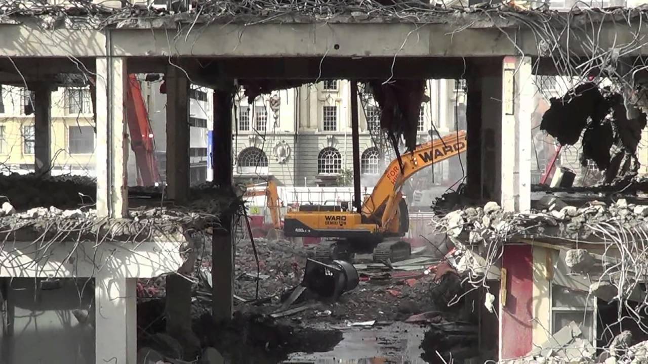 Demolition of Downtown Shopping Mall Part 5 - YouTube