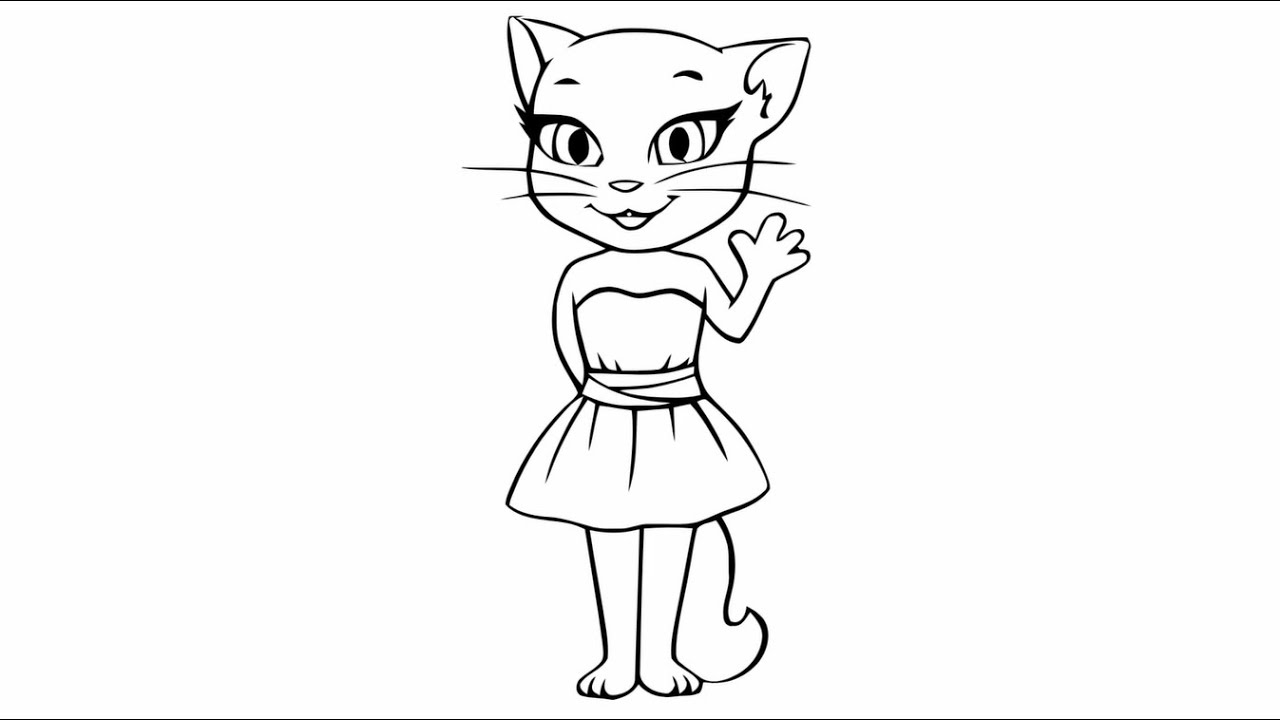 How to Draw Talking Tom | Easy and Simple Talking Tom Drawing | KK KIDS ...