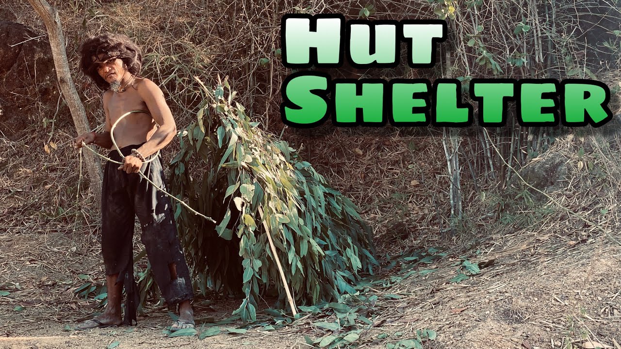 Primitive Technology : Build Hut Shelter using Rock and Bamboo - YouTube