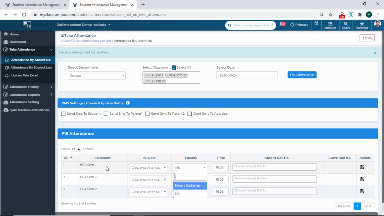 Attendance By Absent Number - Web - Attendance Machine - YouTube