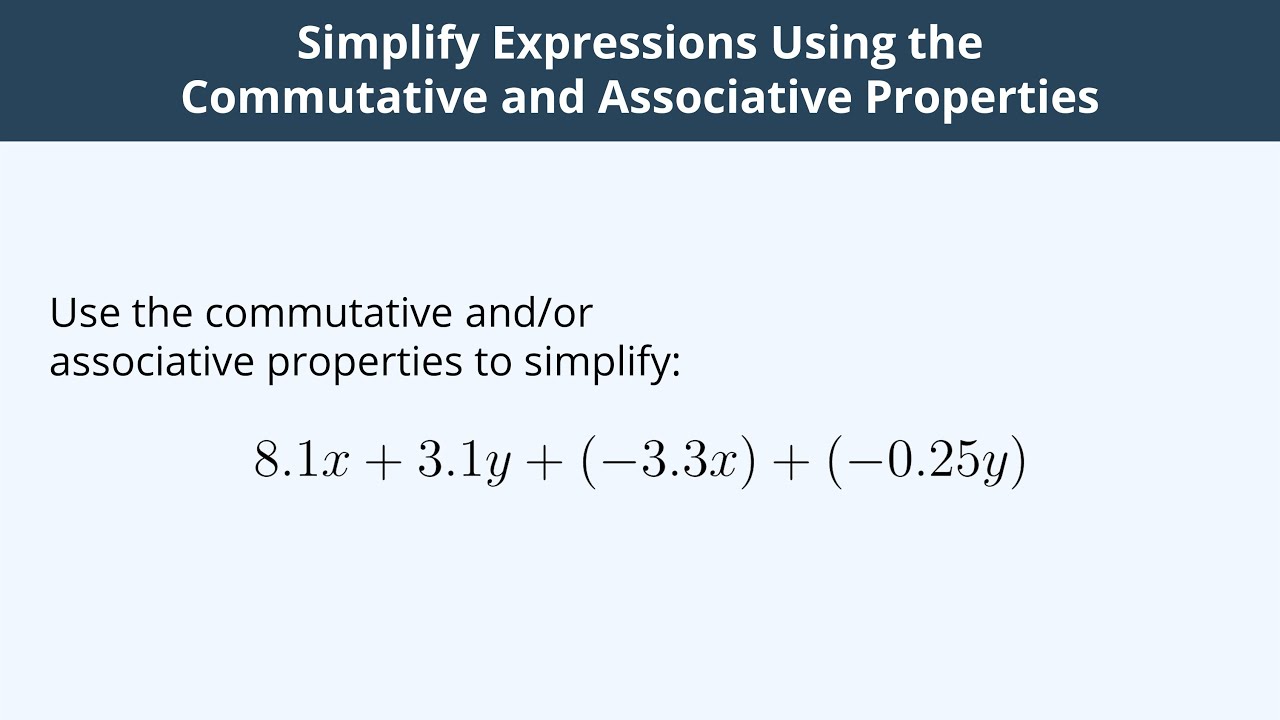 Simplify Expressions Using the Commutative and Associative Properties ...