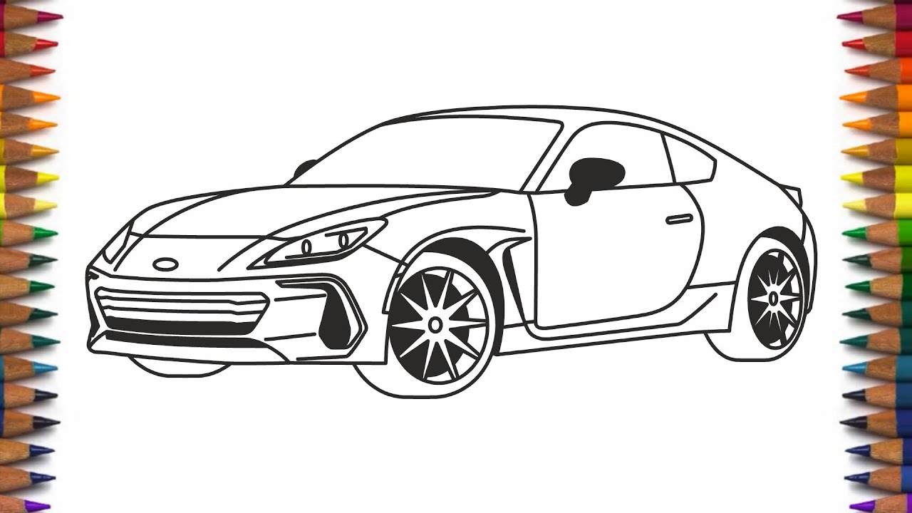 How to draw a car Subaru BRZ 2024 step by step - Drawing a car easy ...