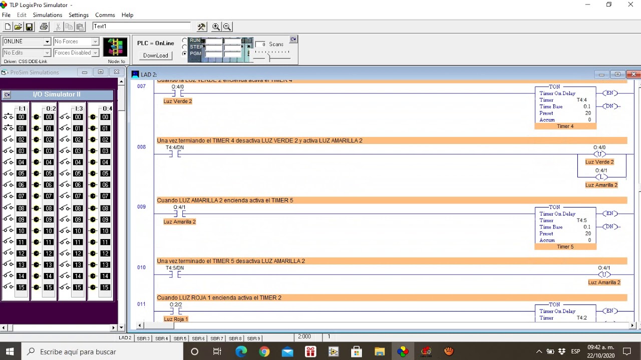Práctica 4 semaforo doble LogixPro - YouTube