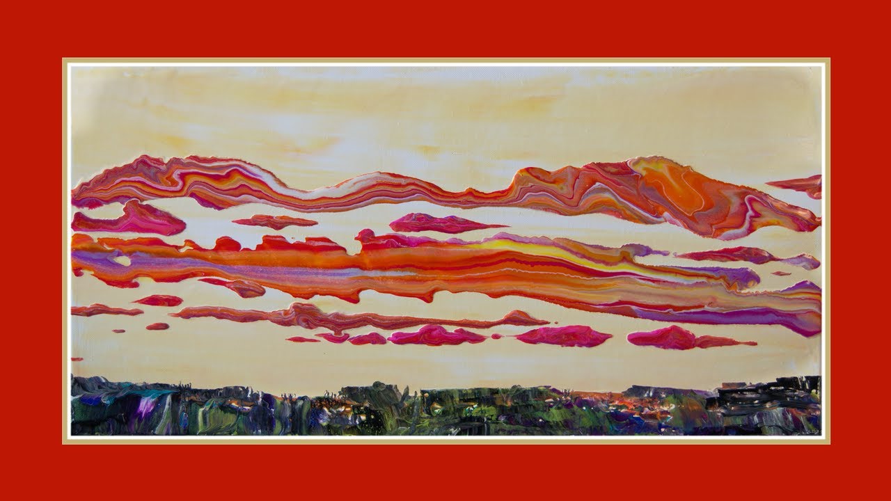 #9283 Red Cloud Landscape Contemporary Fluid Art 4.30.2023intuitive art ...