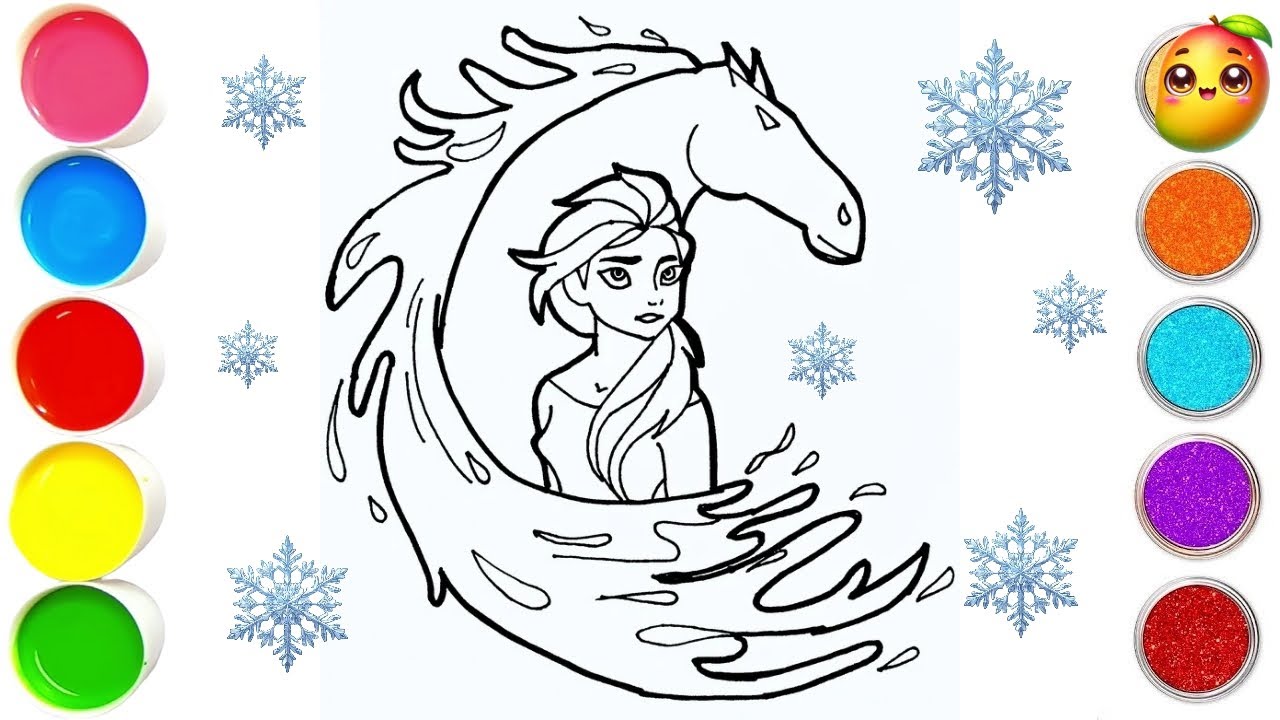 Frozen 2 Elsa Princess And Nokk Drawing Easy || How To Draw Elsa Step ...