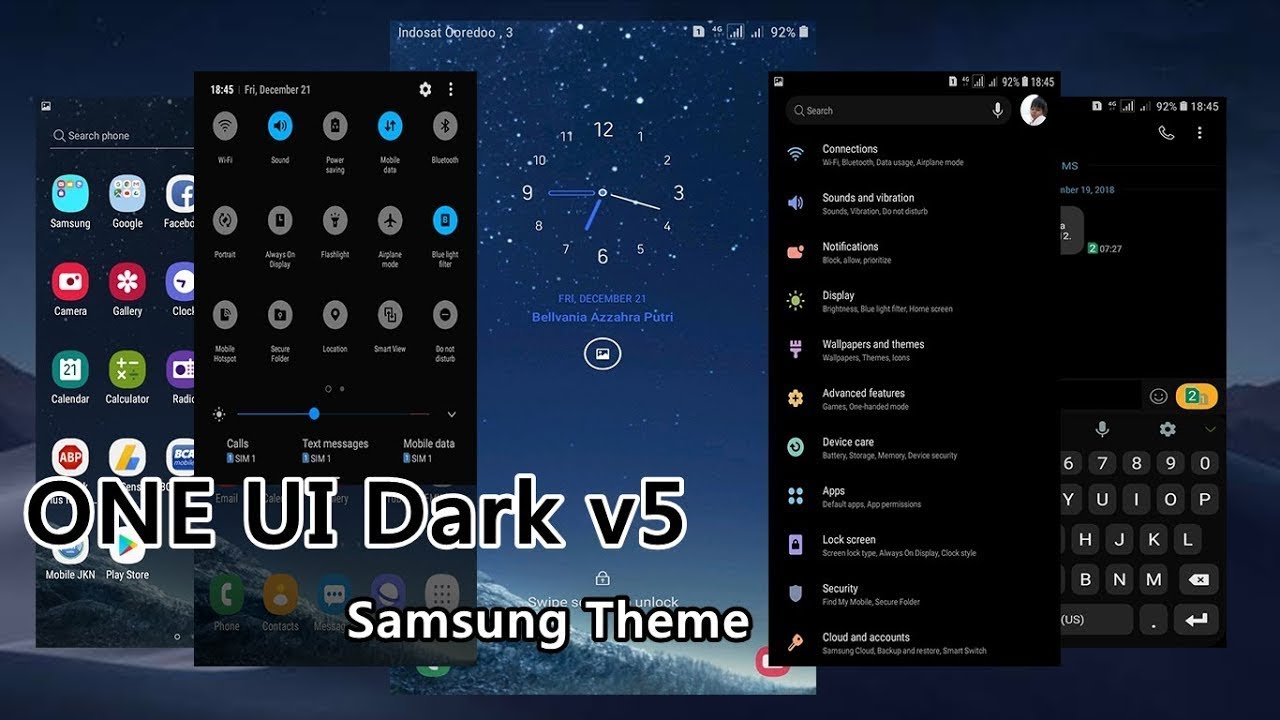 Samsung One UI For All Samsung Phones | Dark THEME V5 Black ...