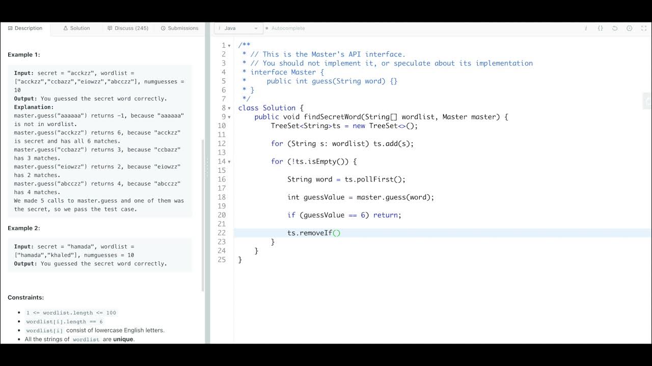 Guess the Word Leetcode - YouTube
