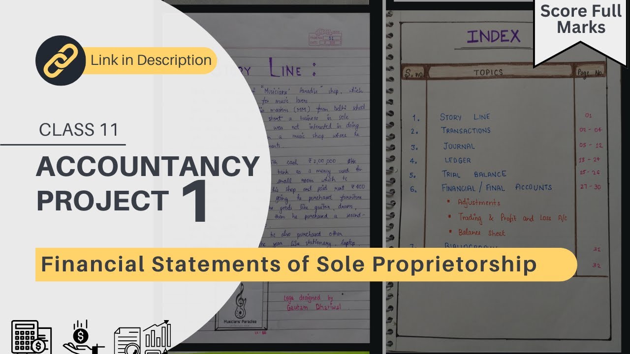 Accounts Project on Financial Statements of Sole Proprietorship | Class ...