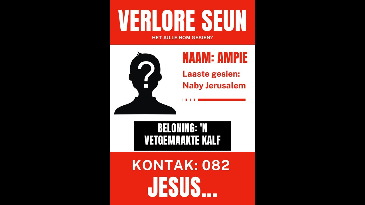 Jeug en Kinderdiens 22 Oktober 2023 Tema: Ampie die amper verlore seun ...