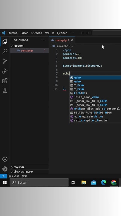 Programa tu primera suma en PHP/Visual Studio #shorts #php #programacion - YouTube