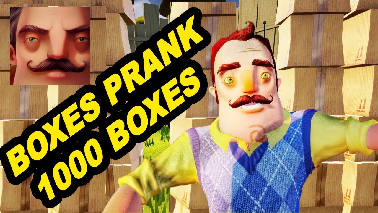 Hello Neighbor - Prank 1000 Boxes in the yard - A neighbor fled into ...