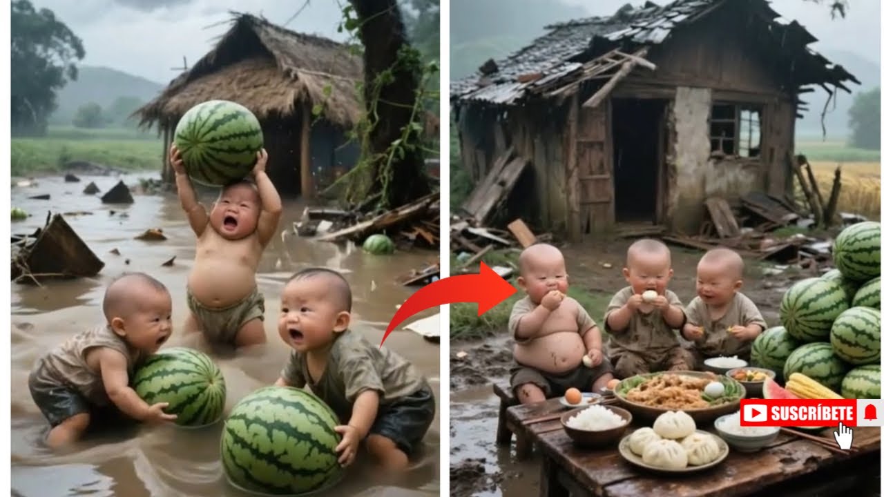 🌊 Subeo Triplets Brave the Flood to Save Watermelons – A Heartwarming ...