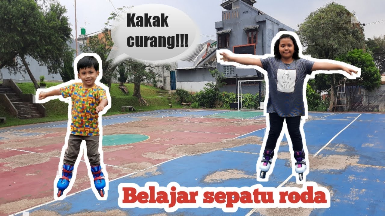KHALIQA DAN KHALIF PERDANA BELAJAR SEPATU RODA - YouTube