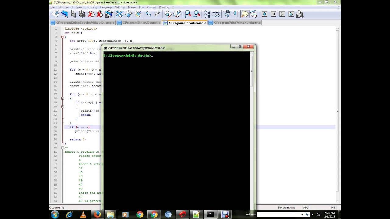 C PROGRAM TO FIND AN ELEMENT IN AN ARRAY USING LINEAR SEARCH - YouTube