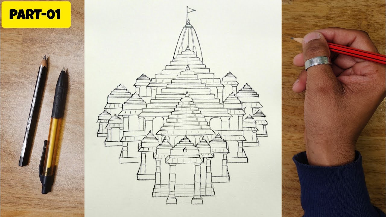 Ram Mandir Drawing Real Time Video Part 01 (The Firts Outlines) - YouTube
