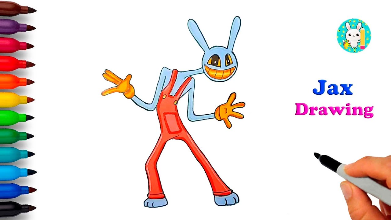 How to draw Jax The Amazing Digital Circus 🧡 💜 Jax drawing easy step by ...
