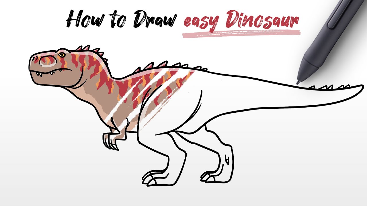 How to draw easy dinosaur Trex Tyrannosaurus rex from Jurassic World ...