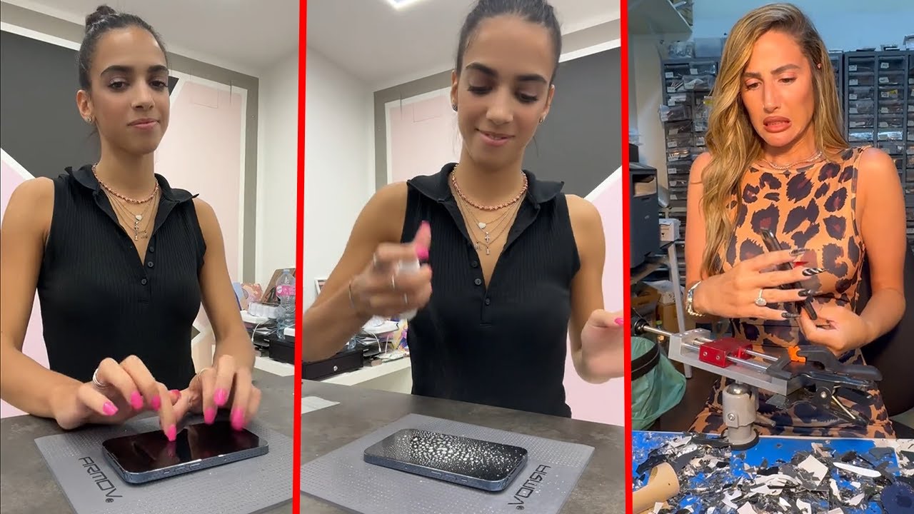 ASMR NEWMARTINA APPLY SCREEN PROTECTOR VS TAMAR CLEAN IPHONE - YouTube