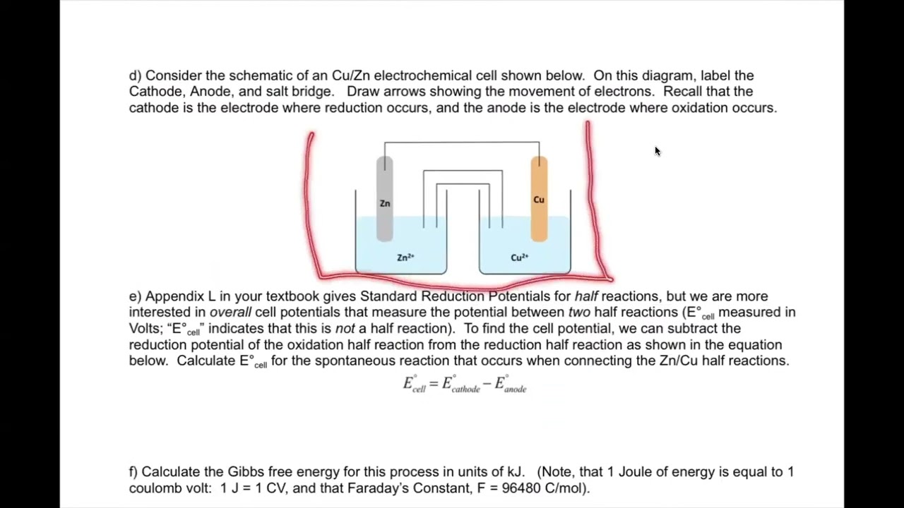 Electrochemical Cell Worksheet 8. Redox Reactions Chemistry Notes
