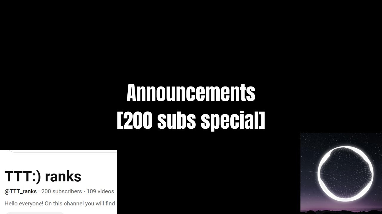 Announcements [200 subs special] - YouTube