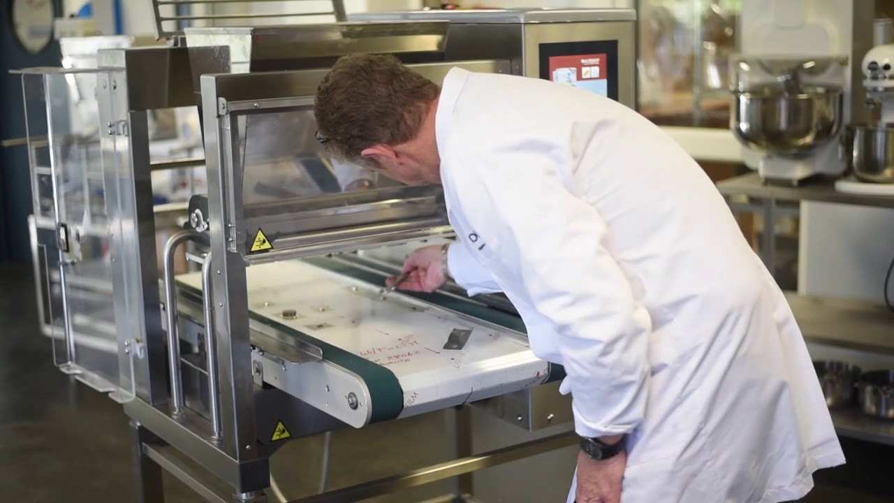 Polin Multidrop Depositor in use at Brook Food Test Bakery - YouTube