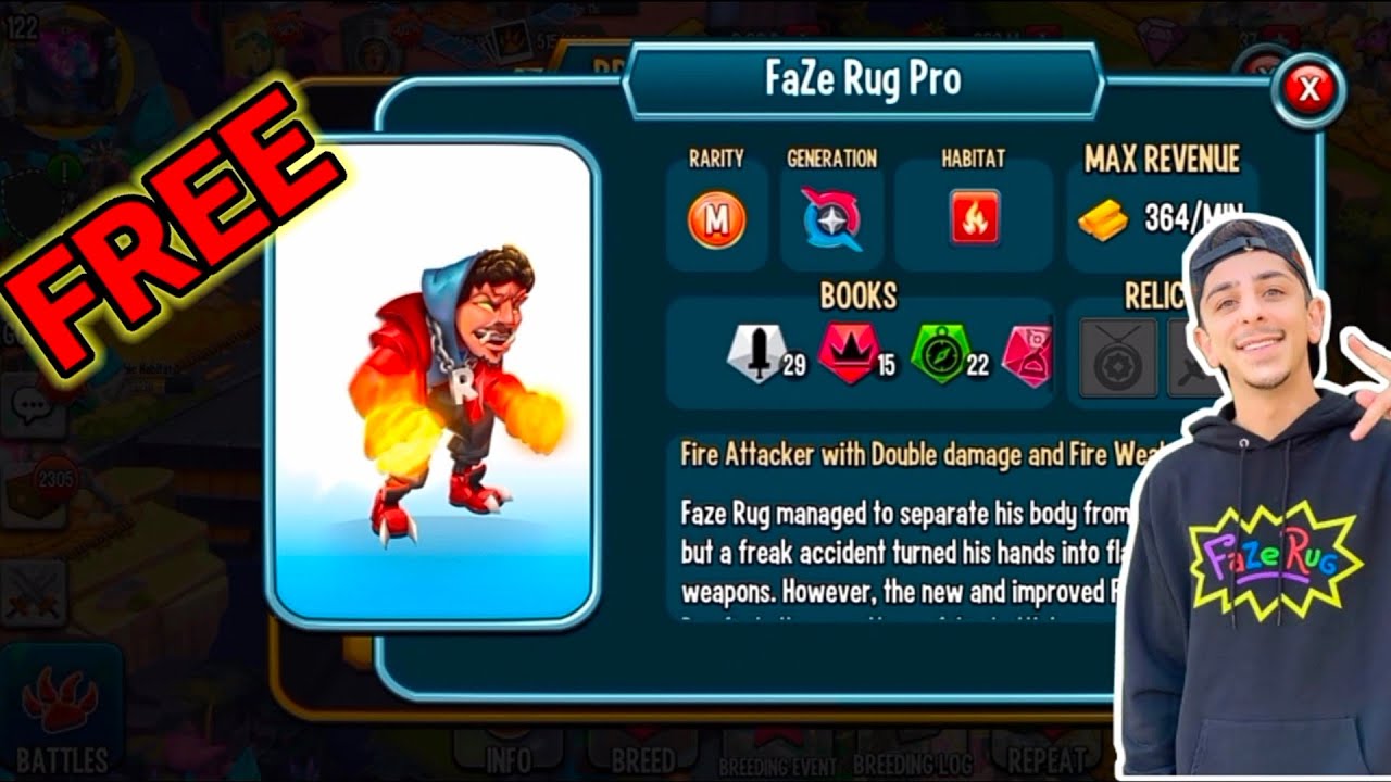 Get Free Faze Rug Pro new YouTuber monster 😍 monster legends in Hindi ...