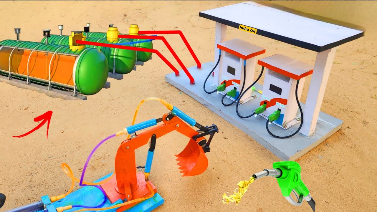 DIY Mini Petrol Pump | Tractor Jcb Petrol Tank Construction | Science ...