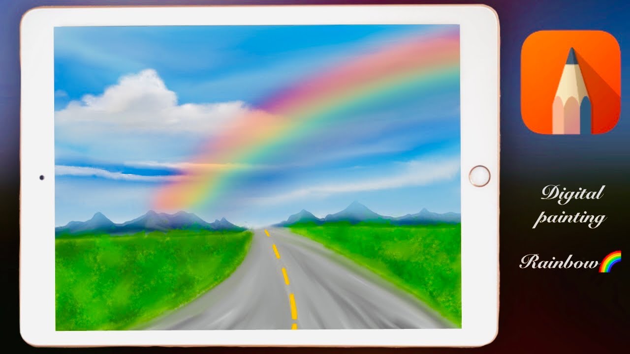 How to paint a Rainbow in iPad using Autodesk sketchbook... #Digitalart ...