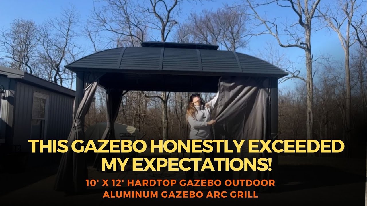 10' x 12' Hardtop Gazebo Outdoor Aluminum Gazebo Arc Grill Review - YouTube