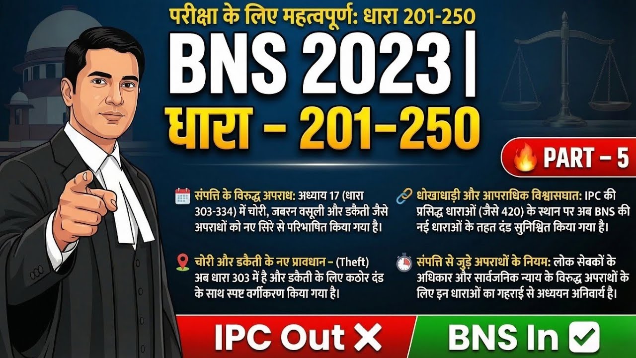 BNS 2023 धारा 201-250🔥 | नया आपराधिक कानून | IPC Out BNS In Part 5 ...