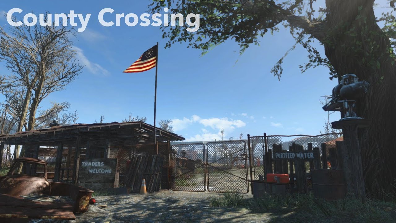 County Crossing settlement tour; Trading hub build, Fallout 4. - YouTube
