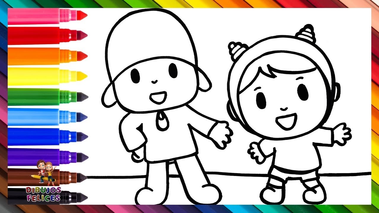 How to Draw and Color Pocoyó and Nina 👶👧 Drawings for Kids - YouTube