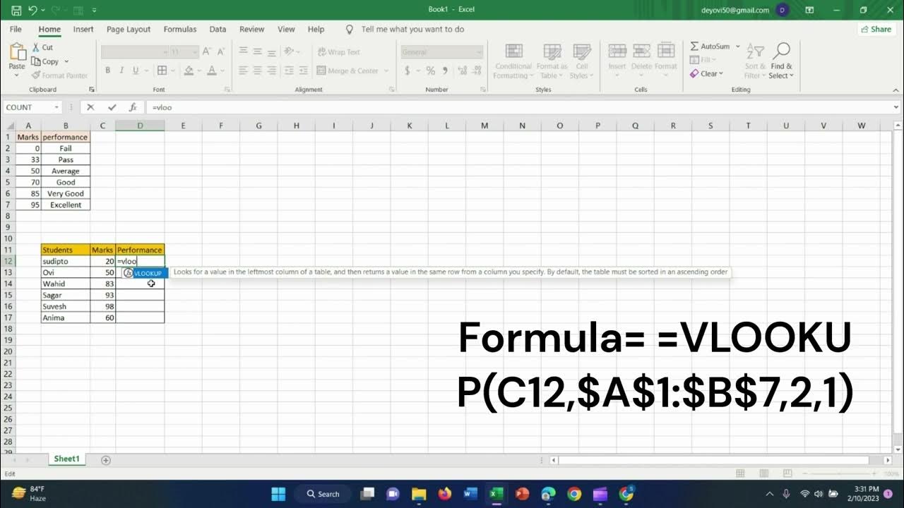 Vlookup Formula in Excel || Microsoft Excel | Practice for Skill - YouTube